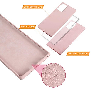 E Segoi Samsung Galaxy Note 20 Ultra Case, Liquid Silicone Gel Rubber Shockproof Case Soft Microfiber Cloth Lining Cushion Compatible with Samsung Note 20 Ultra 6.9inch (Pink Sand)