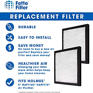 Fette Filter -Replacement Filters Compatible with Holmes Filter E Activated Carbon & Multi Layer Replacement Filter, Compatible with Holmes E HAP116Z, HAPF115 Air Purifier Models - Pack of 2