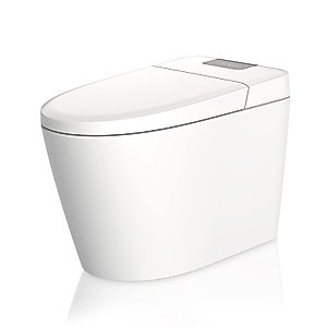 Merax Smart Toilet, One Piece Bidet Toilet for Bathrooms, U-Shaped LED Light Automatic Flush with Auto Open/Close Lid, Remote Control/Foot Sensor/Night Light T162A