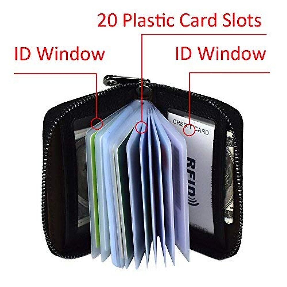 Lacheln Card Holder for Women Men RFID Small Wallets Credit Card Case Money Organizers,20 Slots,Black