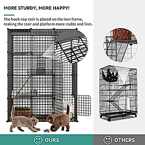 YITAHOME Large Cat Cage Indoor Enclosure Metal Wire 4-Tier Kennels DIY Cat Playpen Catio with Large Hammock for 1-3 Cats