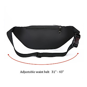 DAITET Fanny Pack Waist Pack Bag for Men, Women, Kids, Waist Bag Adjustable Belt, Waterproof Travel Bag, Running Bag (Glossy black)