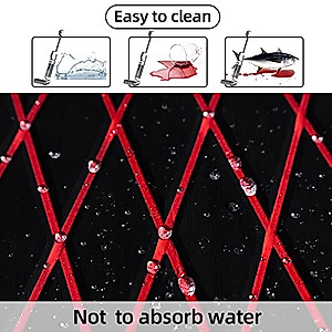FOCEAN Boat Flooring, EVA Foam Boat Decking, Sea Deck Marine Flooring Marine Mat Diamond Pattern Boat Carpet for Motorboat RV Yacht Kayak Surfboard, 75''x 28'', Black with Red Lines