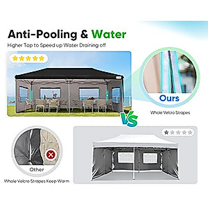 Quictent Privacy 10x20 ft EZ Pop Up Canopy Tent Instant Folding Party Tent Gazebo with Sidewalls & Roller Bag 100% Waterproof-6 Colors(Black