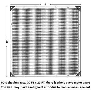winemana 90% Shade Cloth, Dog Kennel Shade Cover, 20 x 20 FT Sturdy Durable Sunblock Shade Mesh Tarp with Grommets for Patio Plants Greenhouse Chicken Coop Porch