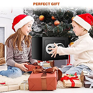 Thmosz Small Safe Box for Money, 0.25 Cuft Mini Home Safe with Fireproof Waterproof Money Bag, Digital Safe with Combination Lock, Money Safe Box for Home Hotels Business (Black)