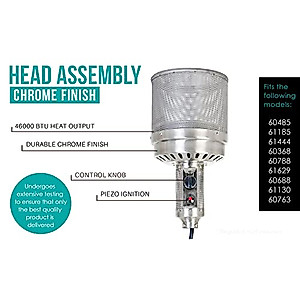 Fire Sense 62333 Chrome Finish Commercial Series Patio Heater Head Assembly Replacement Fits With Models 60485, 61185, 61444, 60368, 60788, 61629, 60688, 61130 & 60763