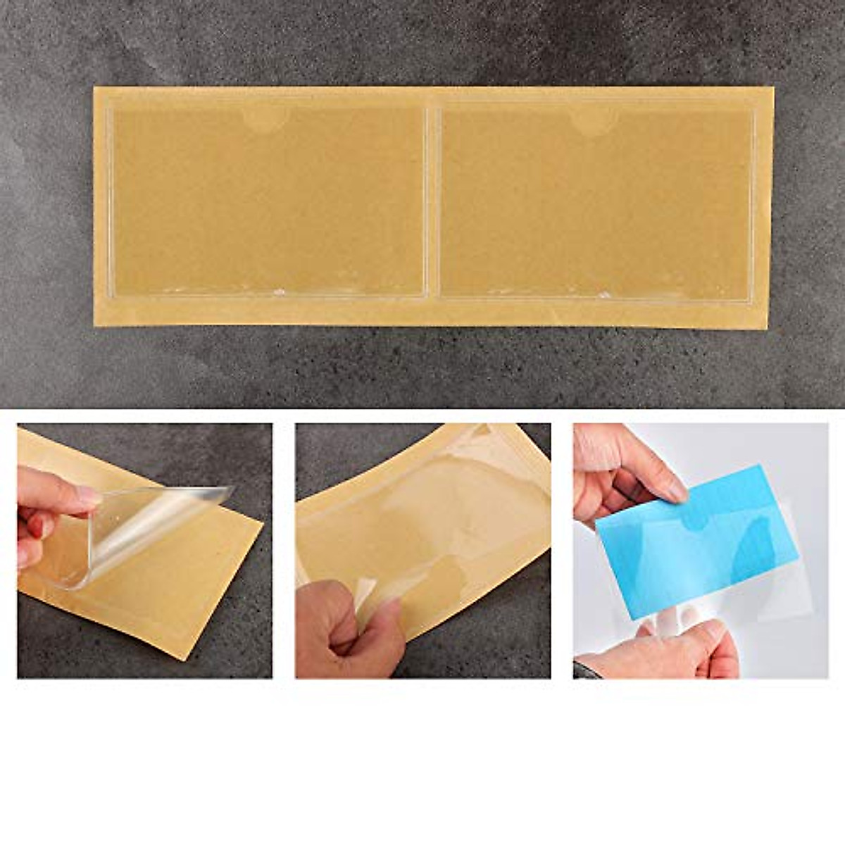 Gydandir 32 Pack Self-Adhesive Index Card Pockets Top Open Crystal Clear Plastic Card Holder Suitable for Organizing and Protecting 3x5 Inches Index Cards, Business Cards, Photo, Label and Planner