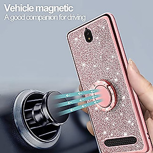 B-wishy for Blu View 2 Case for Women, Glitter Crystal Slim TPU Luxury Bling Cute Protective Cover with Kickstand+Strap for Blu View 2 B130DL