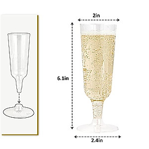 JOLLY CHEF 100 Pack Plastic Champagne Flutes Disposable 5 Oz Clear Plastic Champagne Glasses Perfect for Wedding, Thanksgiving Day, Christmas
