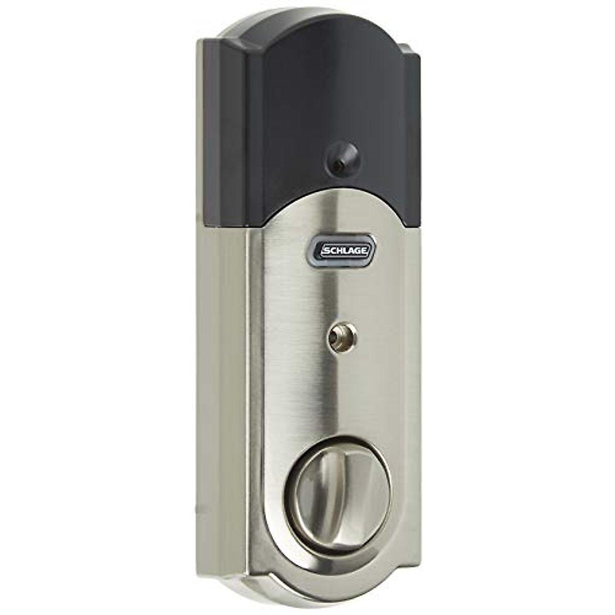 SCHLAGE Z-Wave Connect Camelot Touchscreen Deadbolt with Built-In Alarm, Satin Nickel, BE469 CAM 619, Works with Alexa via SmartThings, Wink or Iris