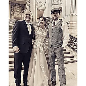 Mens Vintage Tweed Dress Pants Herringbone Pattern Trousers Regular Fit Business Suit Pants(Grey,34W32L)