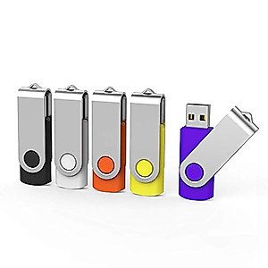 wellsenn 5 X 16 GB USB Flash Drive 16 gb Thumb Drive Memory Stick Swivel Keychain Design Mixcolor (16G5) (mixcolor5)