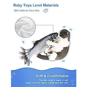 Potaroma Realistic Moving Cat Kicker Fish Toy with SilverVine and Catnip, Flopping Fish Cat Dog Toy, Wiggle Fish Toy 10", Floppy Kitty Kitten Toy, Interactive Cat Toy