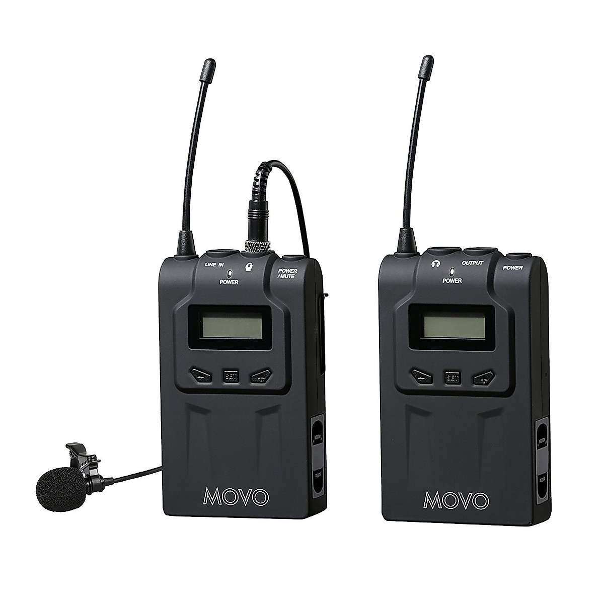 Movo WMIC70 Wireless Lavalier Microphone System - 48 Channel UHF Lapel Mic System with Cordless Mic, 3.5mm XLR Output, and Carrying Case (328-foot Range) - Lavalier Wireless Microphone System