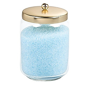 InterDesign Forma Bathroom Vanity Glass Apothecary Jar for Cotton Balls, Swabs, Cosmetics - Clear/Brass