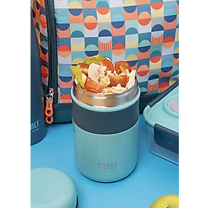 Built Double Wall Vacuum Insulated Food Flask for Hot and Cold Foods, Stainless Steel, Teal, 490 ml