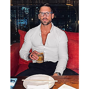 URRU Men's Slim Fit Casual Dress Shirt - Comfortable Style