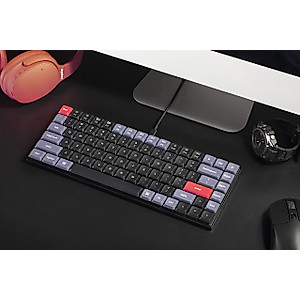 Keychron S1 Ultra-Slim QMK/VIA Custom Wired Mechanical Keyboard, 84 Keys 75% Layout Programmable Macros RGB Backlit CNC Aluminum Keyboard for Mac Windows, Low Profile Gateron Red Switch
