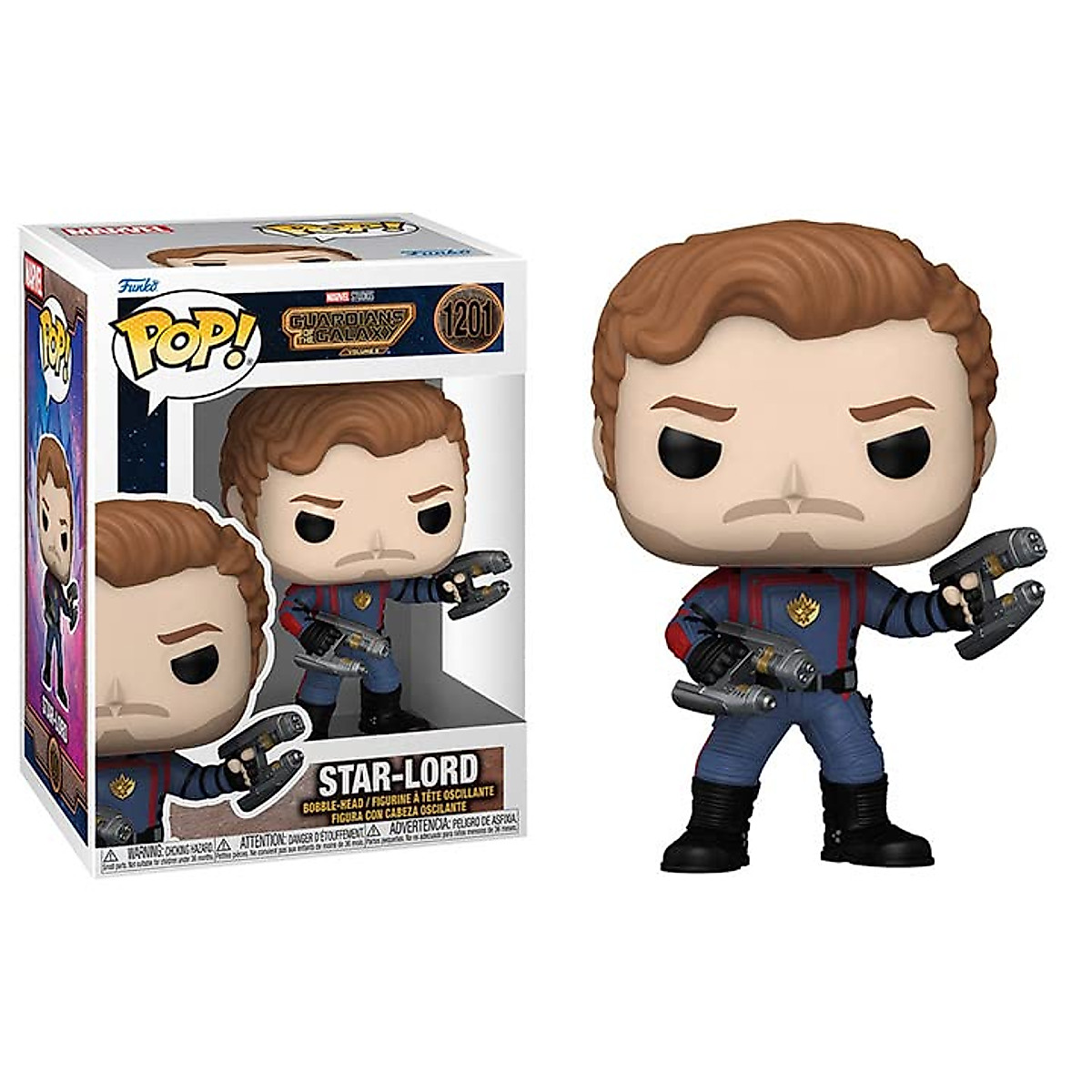 POP Marvel: Guardians of The Galaxy Volume 3 - Star-Lord Funko Vinyl Figure (Bundled with Compatible Box Protector Case), Multicolored, 3.75 inches
