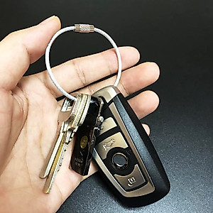 CKANDAY 30 Pcs Colored Nylon Coated Stainless Steel Metal Wire Keychains, 3 Sizes 4" 6" 7.8" Cable Keyrings 2mm Key Rings Loops with Stainless Steel Connecter for Hiking Luggage ID Tags -5 Colors