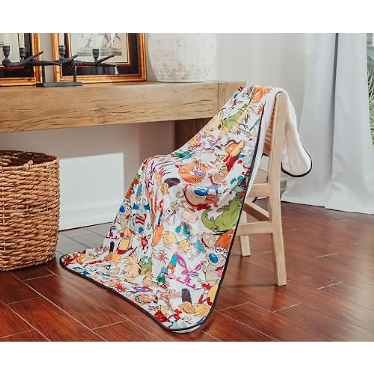 Nickelodeon Cartoon Collage Fleece Throw Blanket | Soft Polyester Cover For Sofa, Bed | 45 x 60 Inches