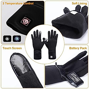 DAY WOLF Heated Glove Liners Electric Gloves for Men Women Rechargeable Battery Hand Warmer for Winter Sports Snow Biking Riding Skiing Cycling Hunting Snowboarding