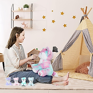 Smikawy Fox Stuffed Animal Set - Fluffy Rainbow Fox Toys Family, Perfect for Christmas or Birthday Gifts for Girls & Boys