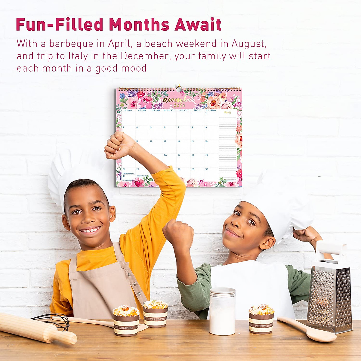 S&O Watercolor Floral Wall Calendar from Jan 2023-Jun 2024 - Tear-Off Monthly Calendar - 18 Month Academic Wall Calendar 2023-2024 - Hanging Calendar to Track for Anniversaries & Appointments - 10.5x13.5”in