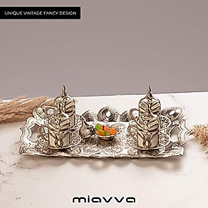 Serving Tray, Vintage Serving Metal Tray for 6 People (Premium Silver)