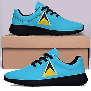 Saint Lucia Flag Shoes for Men Women Running Sneakers Breathable Casual Sport Tennis Shoes Black Size 7
