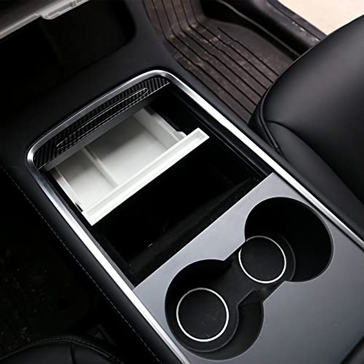 NITOYO 3PCS Upgraded WHITE Center Console Organizer Tray Compatible with Tesla Model 3/Y, Armrest Organizer Tray, Armrest Hidden Cubby Drawer Storage Box 2021-2023 Model 3/Y (3 IN 1)