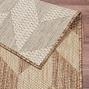 PRIYATE Chevron Outdoor/Indoor Area Rug 8' x 10' – Moroccan Inspired Ourika Geometrical Collection - Easy Clean, Pet Friendly, High Traffic Carpet - Patio, Deck, Pool Side, Living & Dining Room