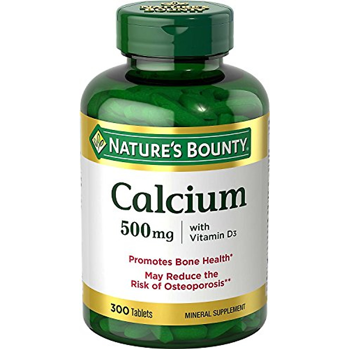 Nature’s Bounty Calcium Plus 500 mg Vitamin D3, Immune Support & Bone Health, 300 Tablets