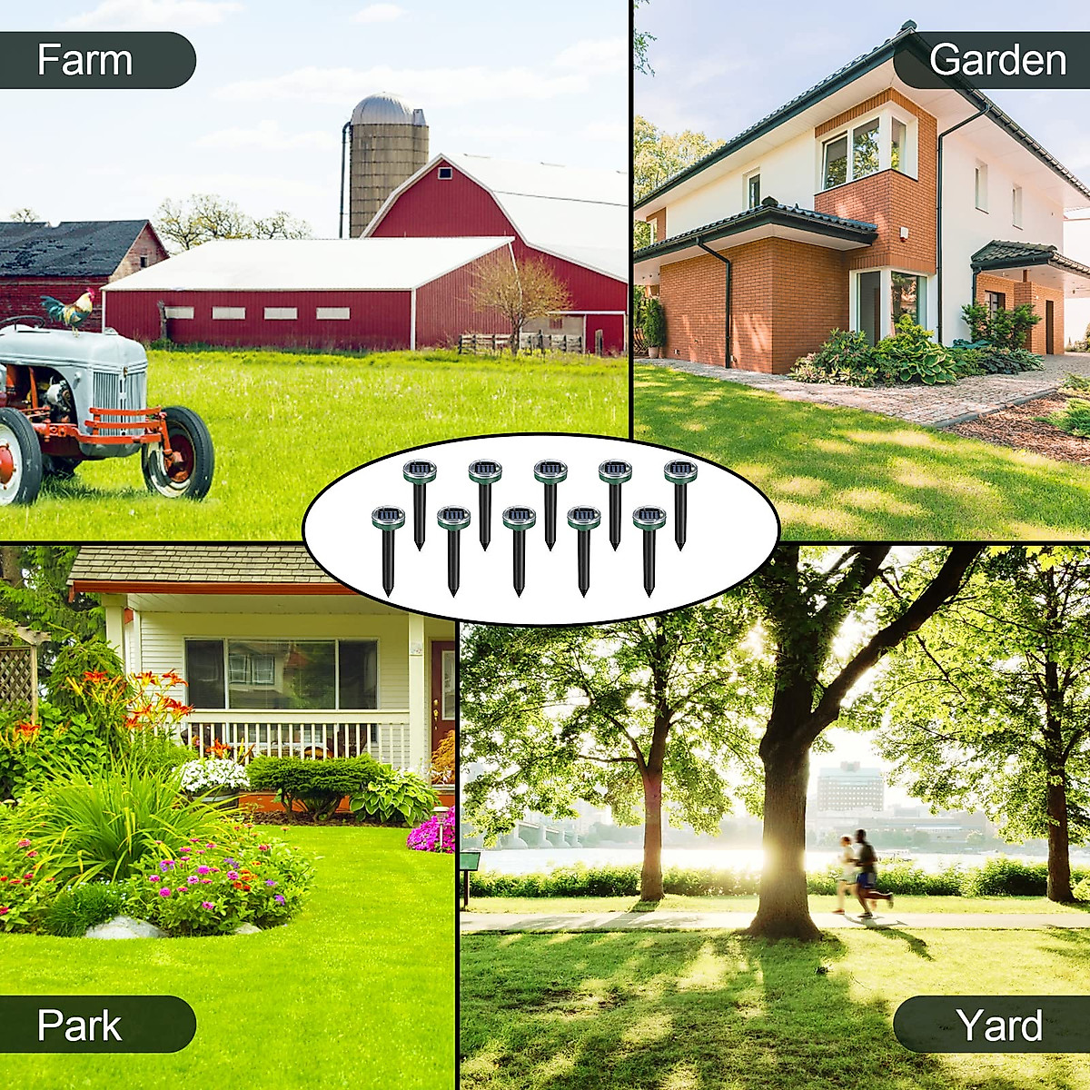 Mole Repellent Solar Powered Snake Repellent Ultrasonic, 8 Pack Gopher Repeller Sonic Mole Deterrent Spikes, Snake Gopher Mole Vole Repellent Outdoor for Lawn Garden & Yard, Groundhog Repellent