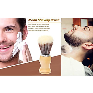 Luxxii - (2 Pack) Men's Shaving Brush with Wooden Handle Pure Big Nylon Hair Soft Face Cleaning Makeup Facial Razor Brush Shave Tools