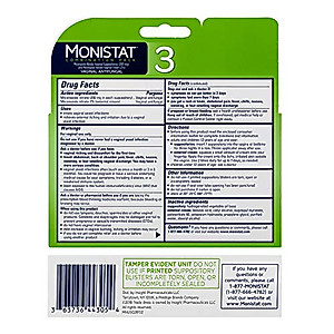 Monistat 3-Day Yeast Infection Treatment Suppositories + Itch Relief Cream, 7 Piece Set