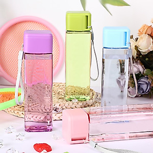 Mifoci 20 Pieces Water Bottle Bulk 17 oz Plastic Water Bottles Bulk Gym Sports Adults Reusable Large Drinking Cups for Outdoor Fitness(Colorful,Rectangle)