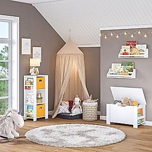 RiverRidge Kids Book Nook Wall Bookshelf Set (2 Pack) - White Shelves for Nursery, Playroom and Living Room - Spacious Shelves for Favorite Books, Albums & Keepsakes - Easy Assembly & Mounting