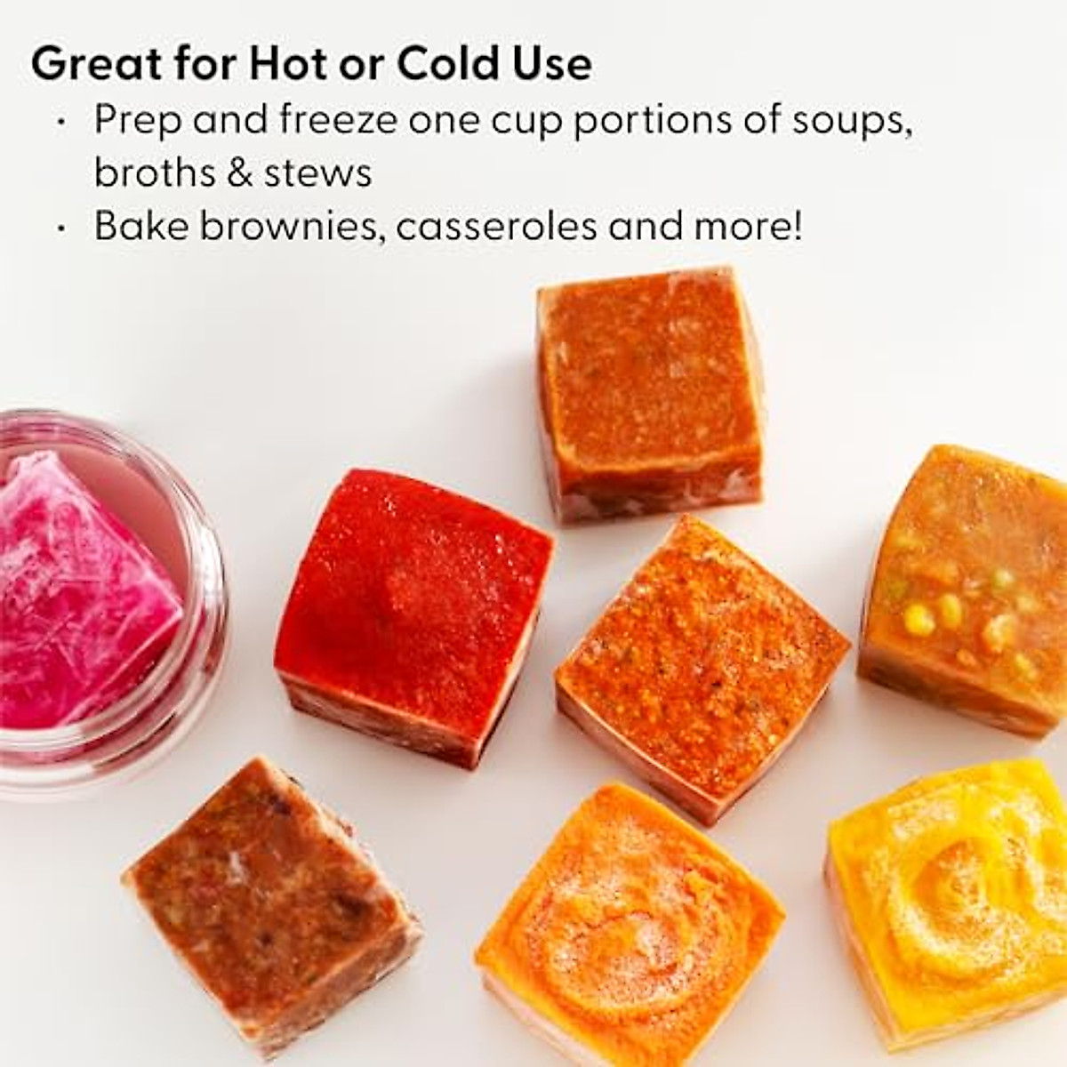 W&P Cup Cubes Silicone Freezer Tray with Lid, Charcoal, Makes 6 Perfect 1-Cup Portions, Freeze & Store Soup, Broth, Sauce, Leftovers, Dishwasher Safe