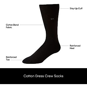 Calvin Klein Men's 6 Pack Mixed Pattern Dress Socks, Size 4-12, Black Assorted