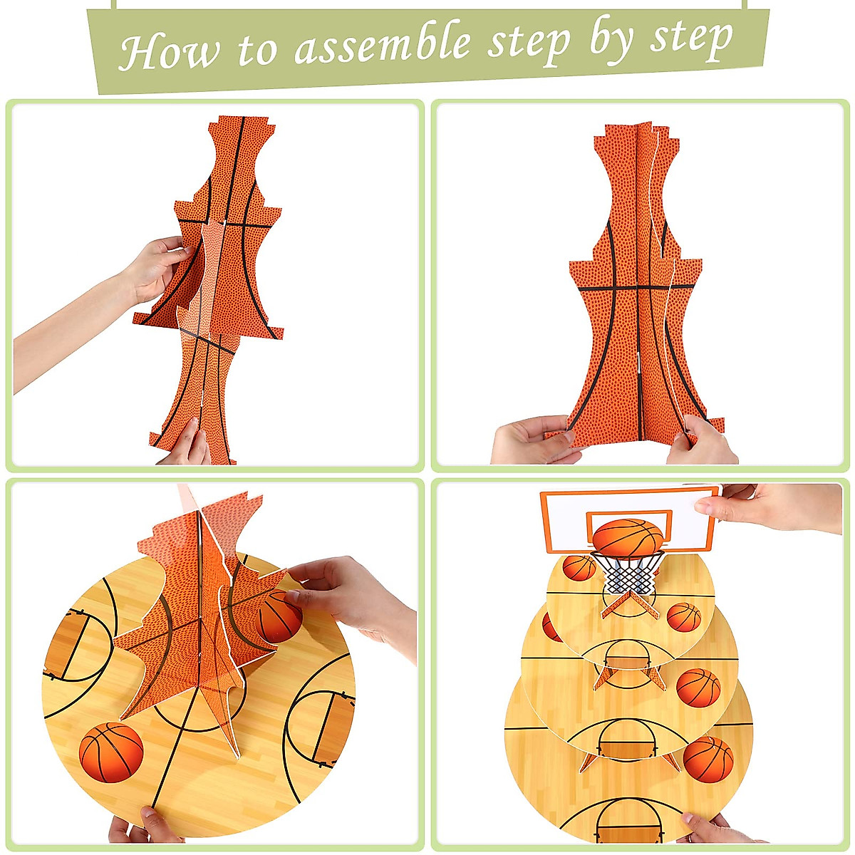 Basketball Theme Party Cupcake Stand Decorations, 3 Tier Sports Theme Party Cupcake Tower Baseball Basketball Birthday Party Table Decorations for Teenagers Baseball Basketball Sports (Basketball)
