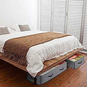 KONIGEEHRE 6 Pack Underbed Storage Bags, Foldable Under Bed Container Bins Organizer for Clothes, Linen, Blanket, Sweater, Duvet, Shoes with Clear Window and 4 Handles, 40x20x6 in