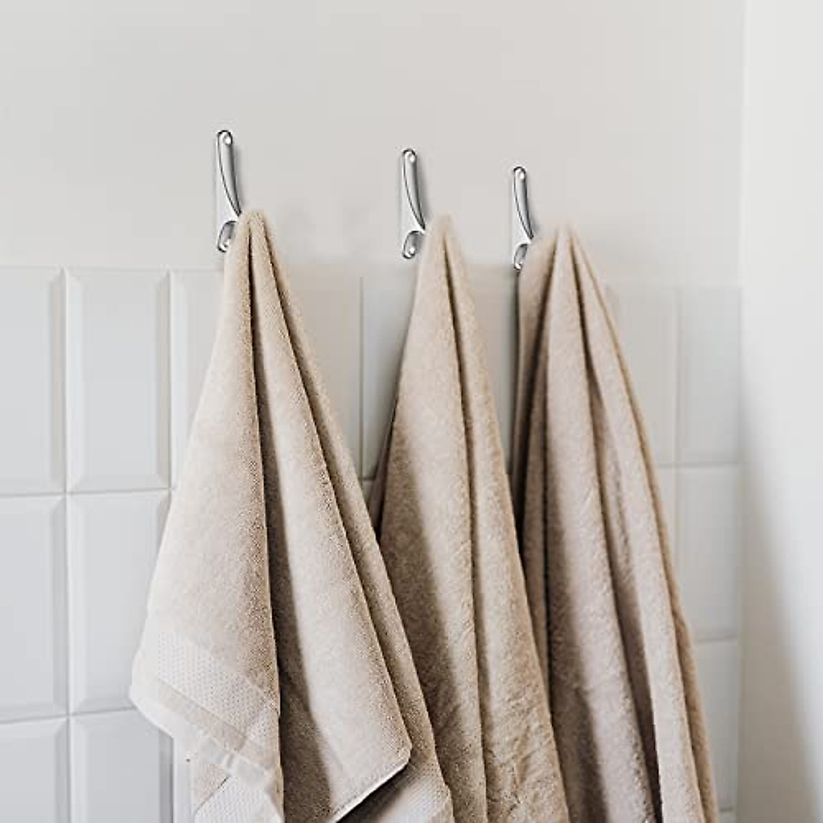 DECMATE 5 Packs Heavy Duty Wall Mounted Coat Hooks with 10 Screws Utility Hardware Contemporary Metal Single Hooks Brushed Satin Nickel for Hanging Coat, Scarf, Bag, Towel, Key, Cap, Cup, Hat …