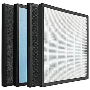 Gazeer 2 Sets (4 Packs) Replacement Filter Compatible with HSP001 Smart 4 Stages Filtration of 2 Filter and 2 Activated Carbon Filter