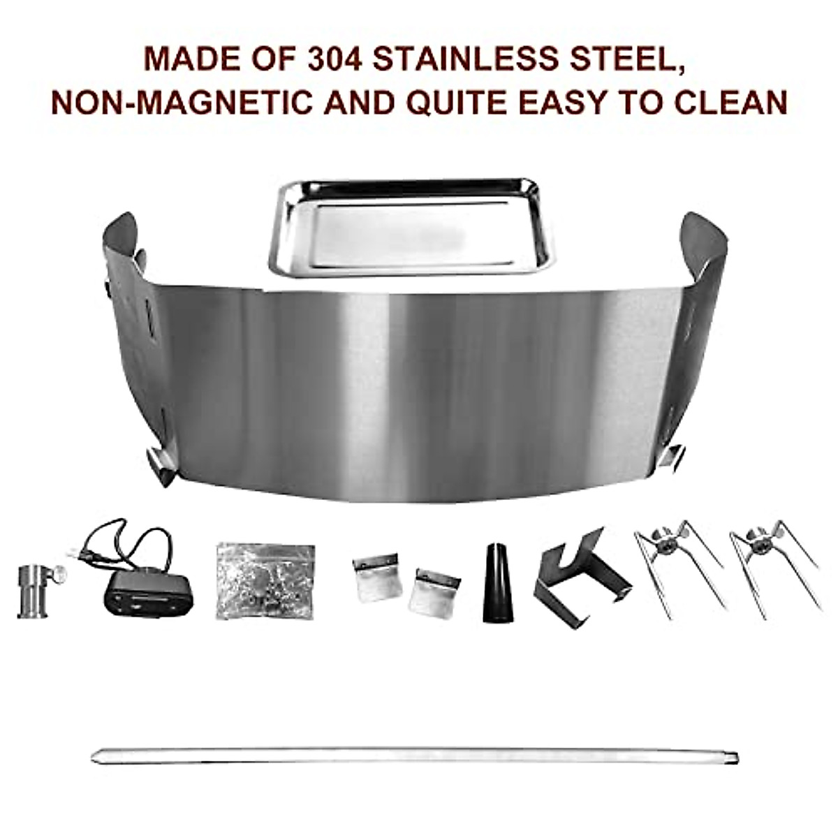 QuliMetal SUS304 Rotisserie Grill Kit Rotating Skewer Rotisserie Electric BBQ Grill Roaster Rotisserie Motor Kit Chicken Rotisserie Replace Weber Q Rotisserie Fits Weber Q200,Q220,Q2000,Q2200,2400