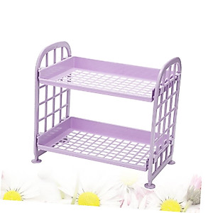 MAGICLULU 2pcs 2 Small Organizer Kitchen Storage Shelf Purple Bathroom Storage Rack Double Layer Vegetables Rack Shelf Fruit Shelf Storage Desktop Vegetable Rack Fruit Stand Basin