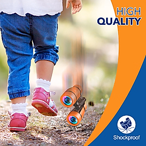 LET'S GO! 3-8 Year Old Boy Girl Toys: Shockproof Binoculars for Kids Bird Watching Camping Hiking, 3 4 5 6 7 Year Old Boys Girls Toddler Outdoor Toy Travel Binoculars for Kid Ages 4-7