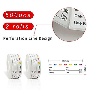 500 pcs Food Labels, Freezer Labels Removable 1x 3 Inches Food Storage Stickers, Easy Clean Leaves No Residue, Writable, Not Blurry, Waterproof Oil Resistant. 2 Rolls, STARLIBOO.