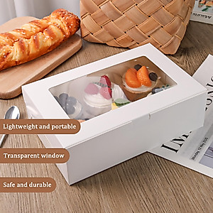 HANSGO 6 Count White Cupcake Boxes, 15PCS Cupcake Containers with Window Cupcake Holders Bakery Boxes for Birthday Holiday Party